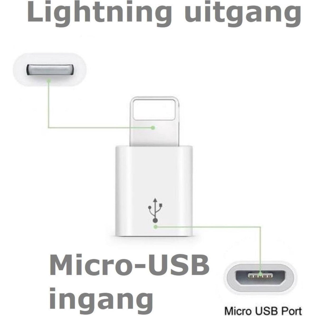 Lightning naar Micro-USB Adapter voor iPhone/iPad/iPod — Phreeze