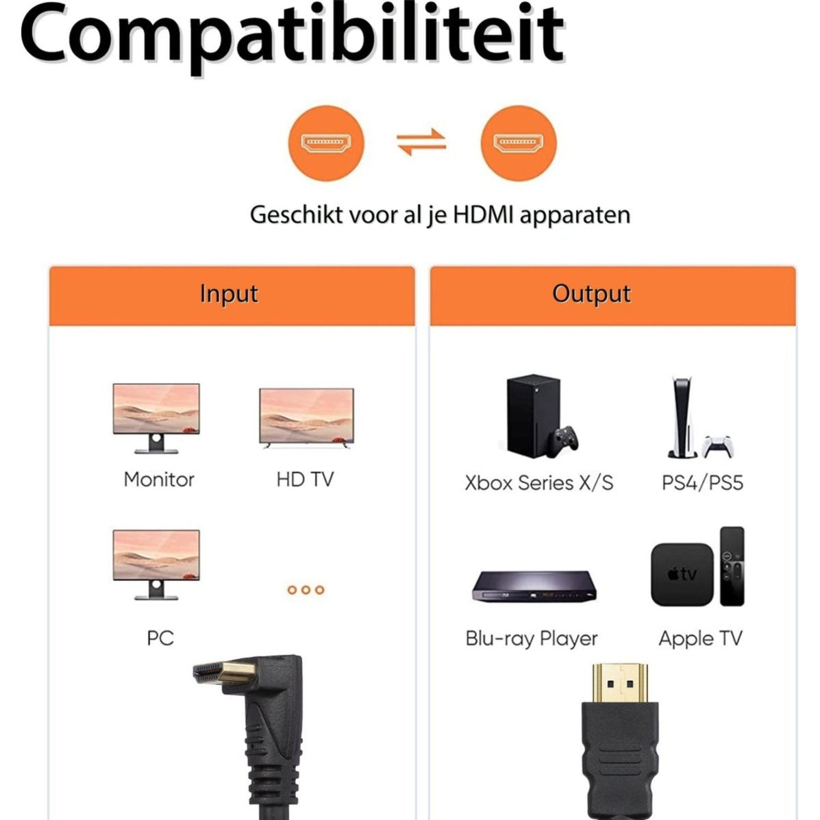 Premium HDMI Kabel - Haakse Connector - 90° Hoek - 4K 60Hz — Phreeze